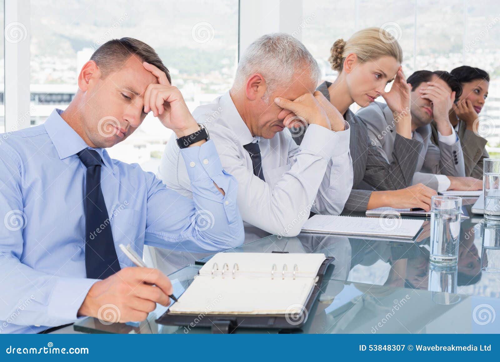 Tired Business Team at Conference Stock Image - Image of desk, staff ...