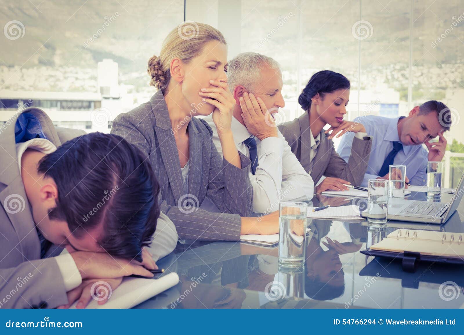 Tired Business Team at Conference Stock Photo - Image of male, sleeping ...