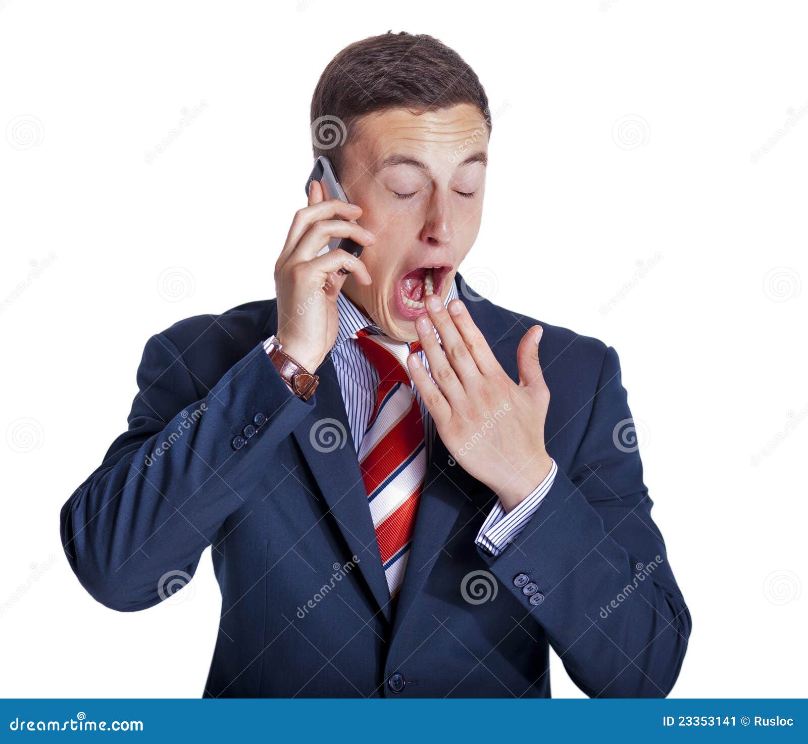Tired businessman stock image. Image of cellphone, open - 23353141