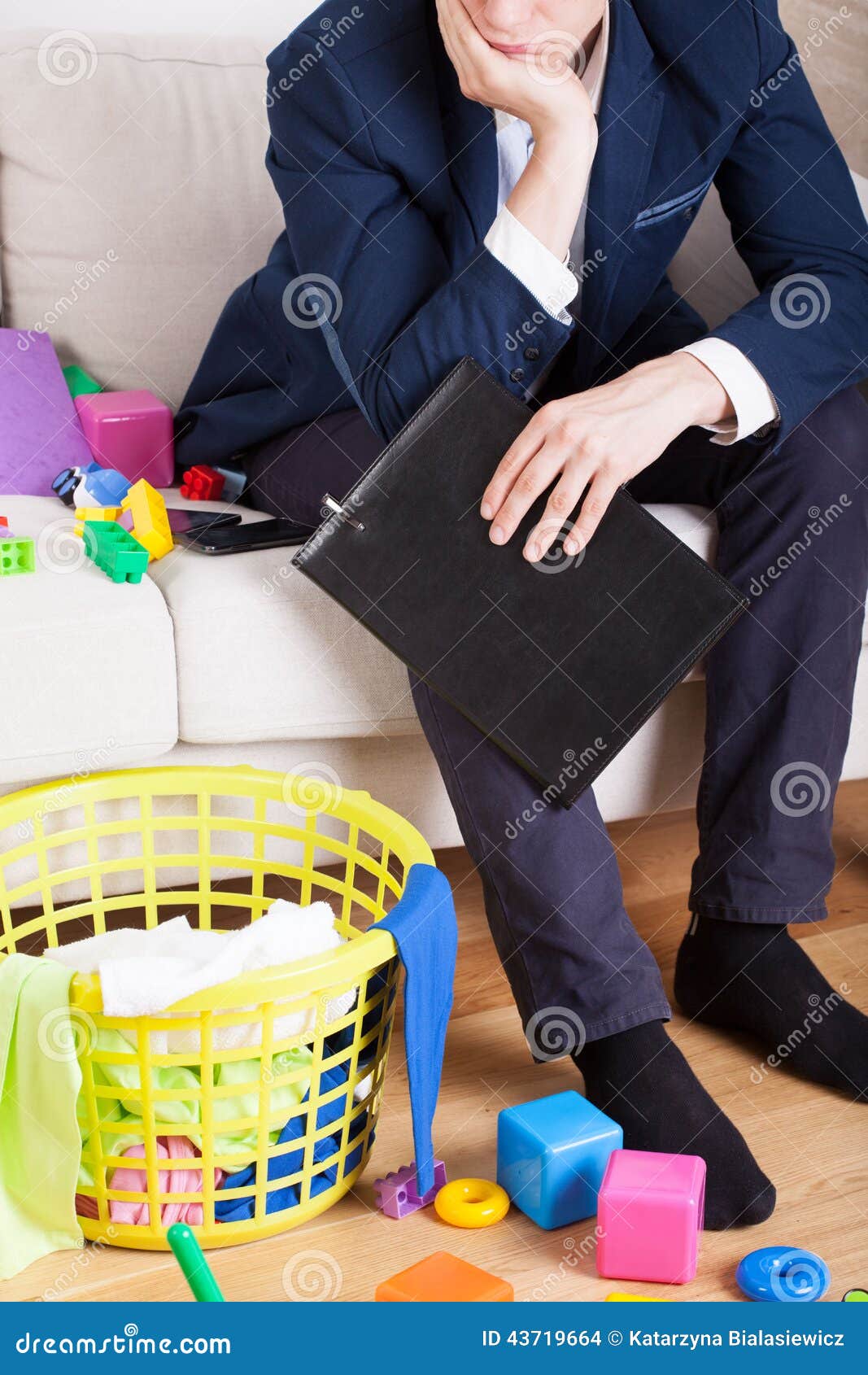 Tired Businessman Cleans Up the Mess in the House Stock Photo - Image ...