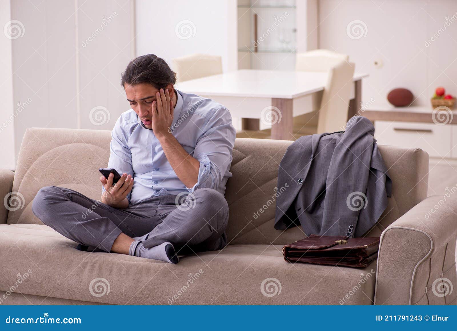 Tired Young Businessman Coming Home after Working Day Stock Image ...