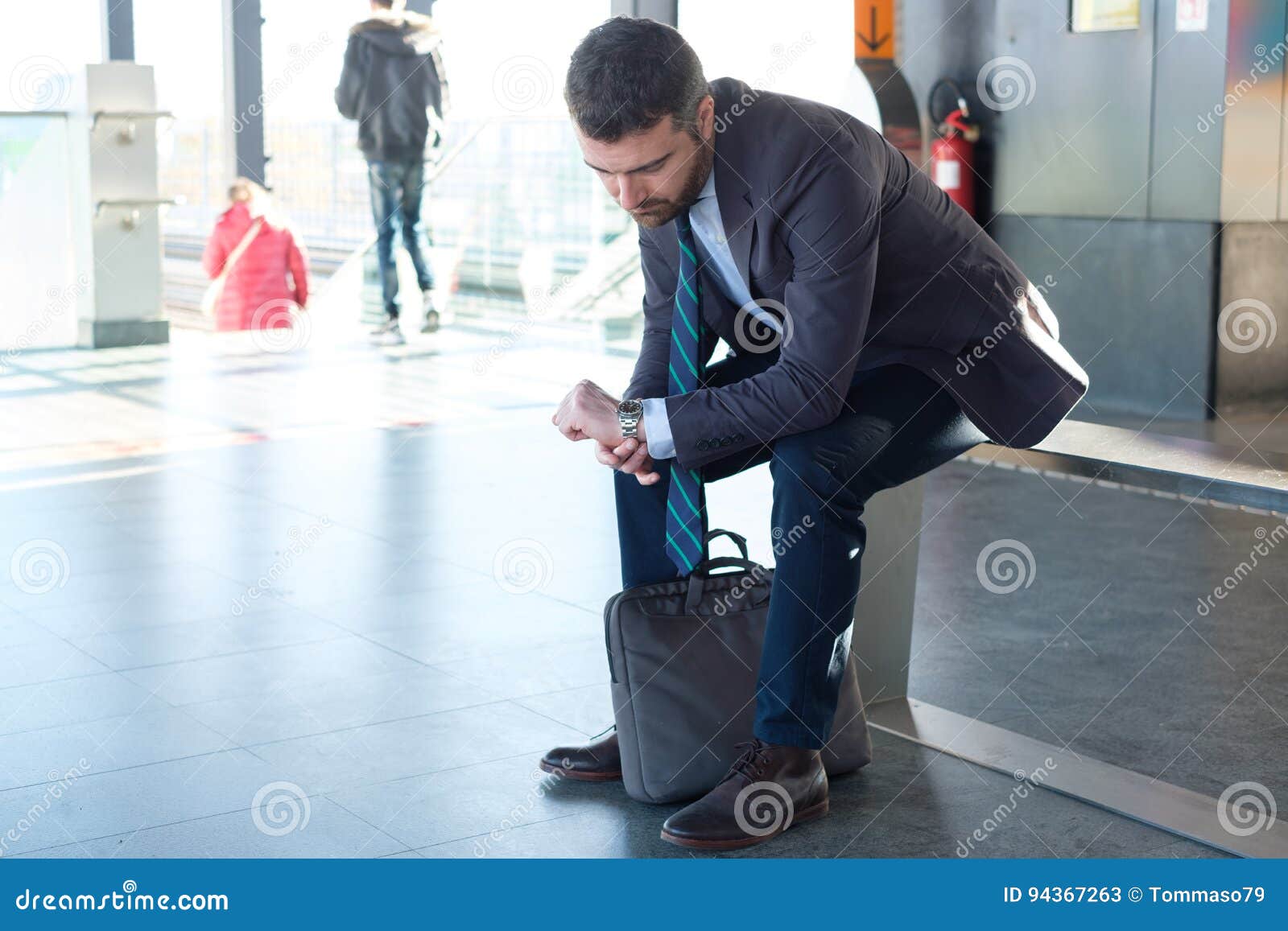 Tired Businessman Commuter is Traveling Stock Image - Image of ...