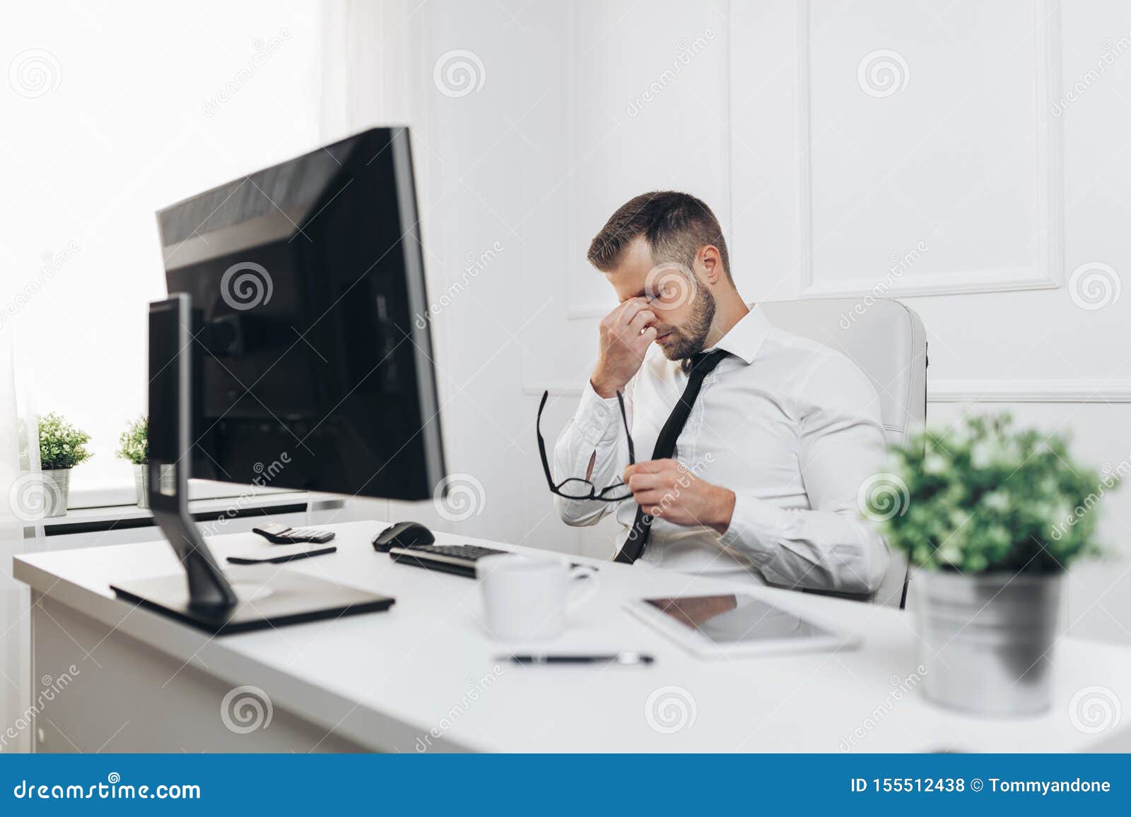 Tired Businessman from Heavy Workload Stock Photo - Image of overtime ...
