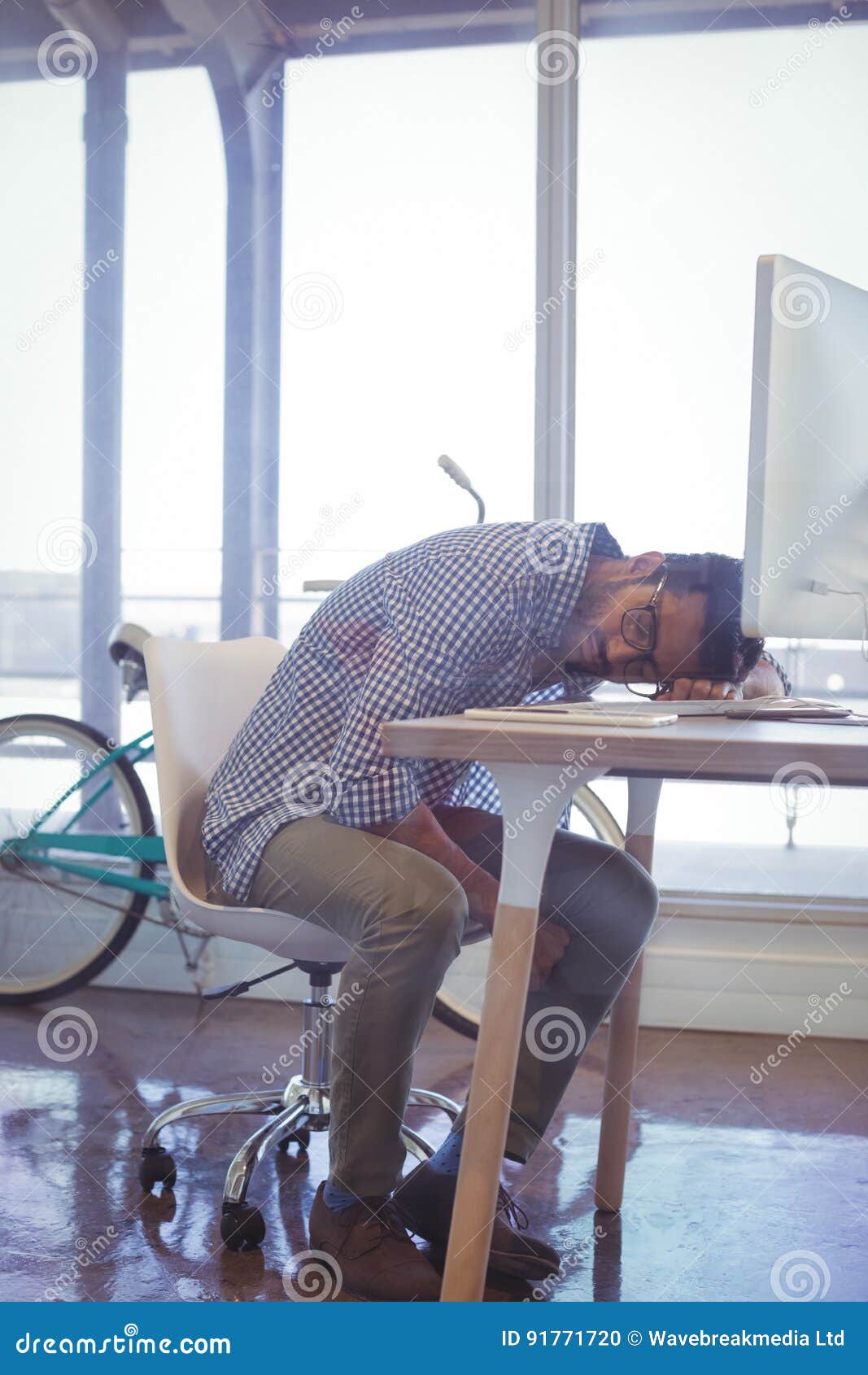 Tired Businessman Napping in Office Stock Photo - Image of adult ...