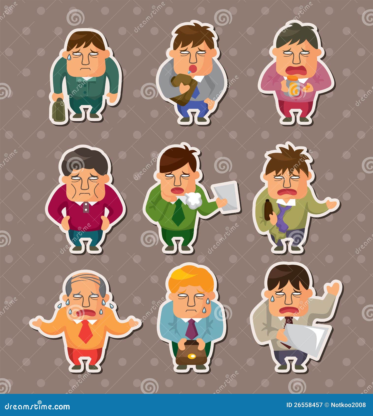 Tired businessman stickers stock vector. Illustration of afraid - 26558457