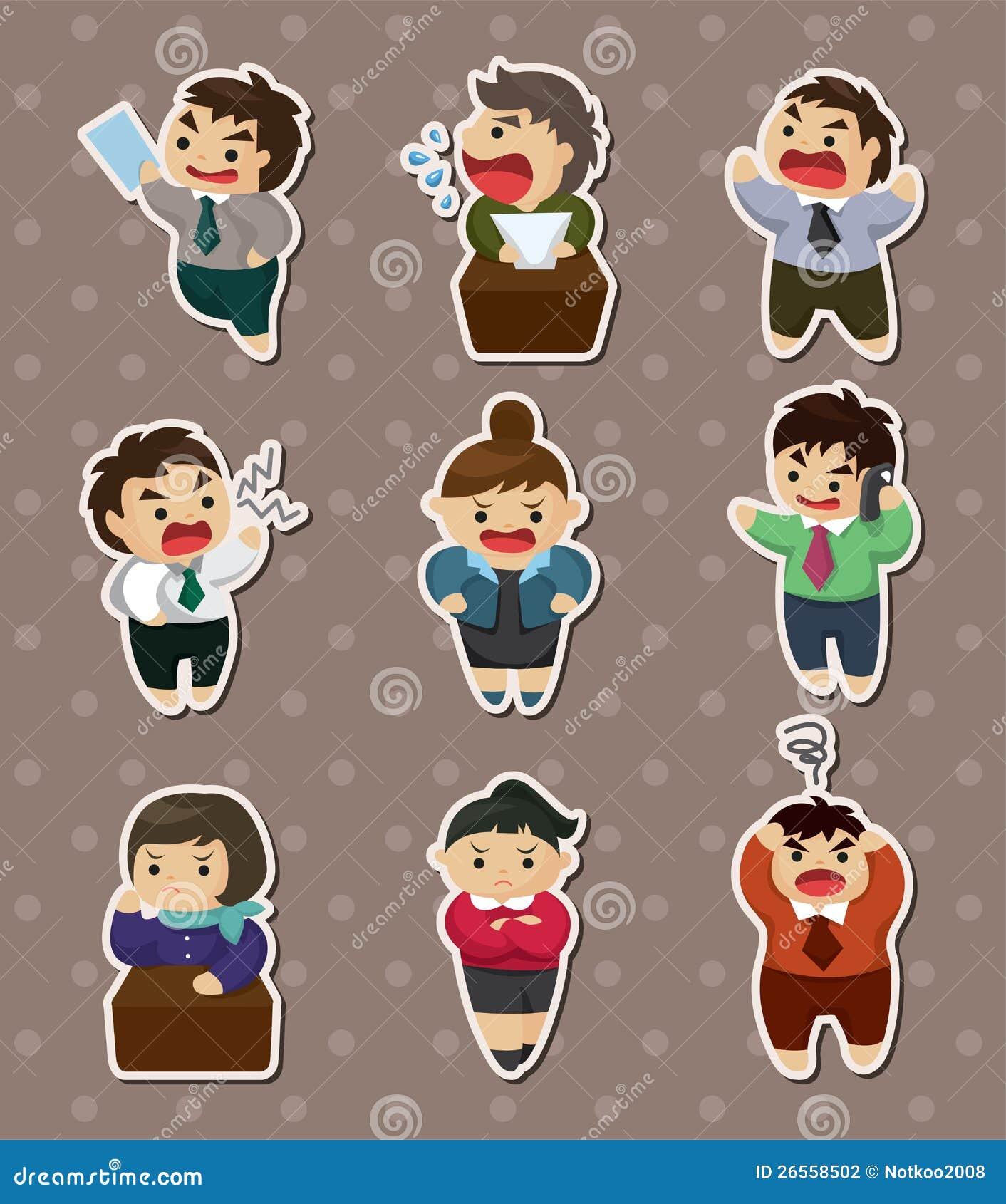 Tired businessman stickers stock vector. Illustration of cartoon - 26558502