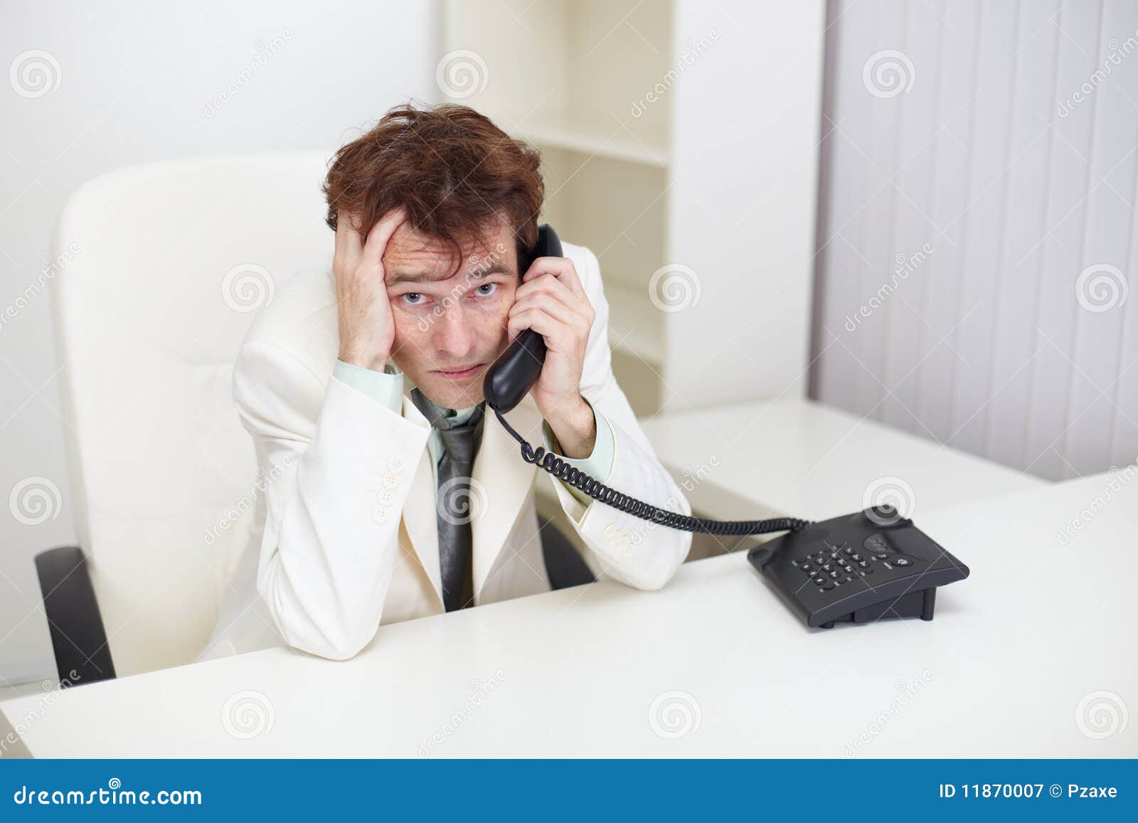 Tired Businessman Tensely Speaks on Phone Stock Image - Image of ...