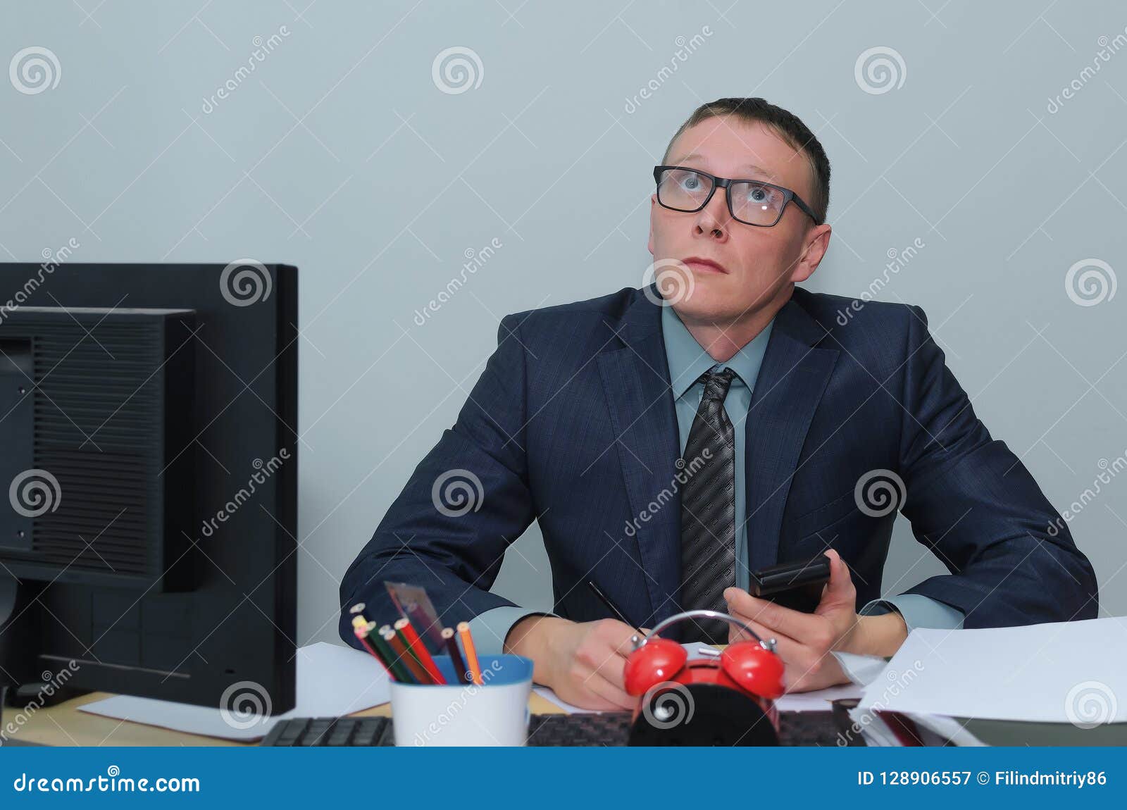 Businessman. stock image. Image of table, businessman - 128906557