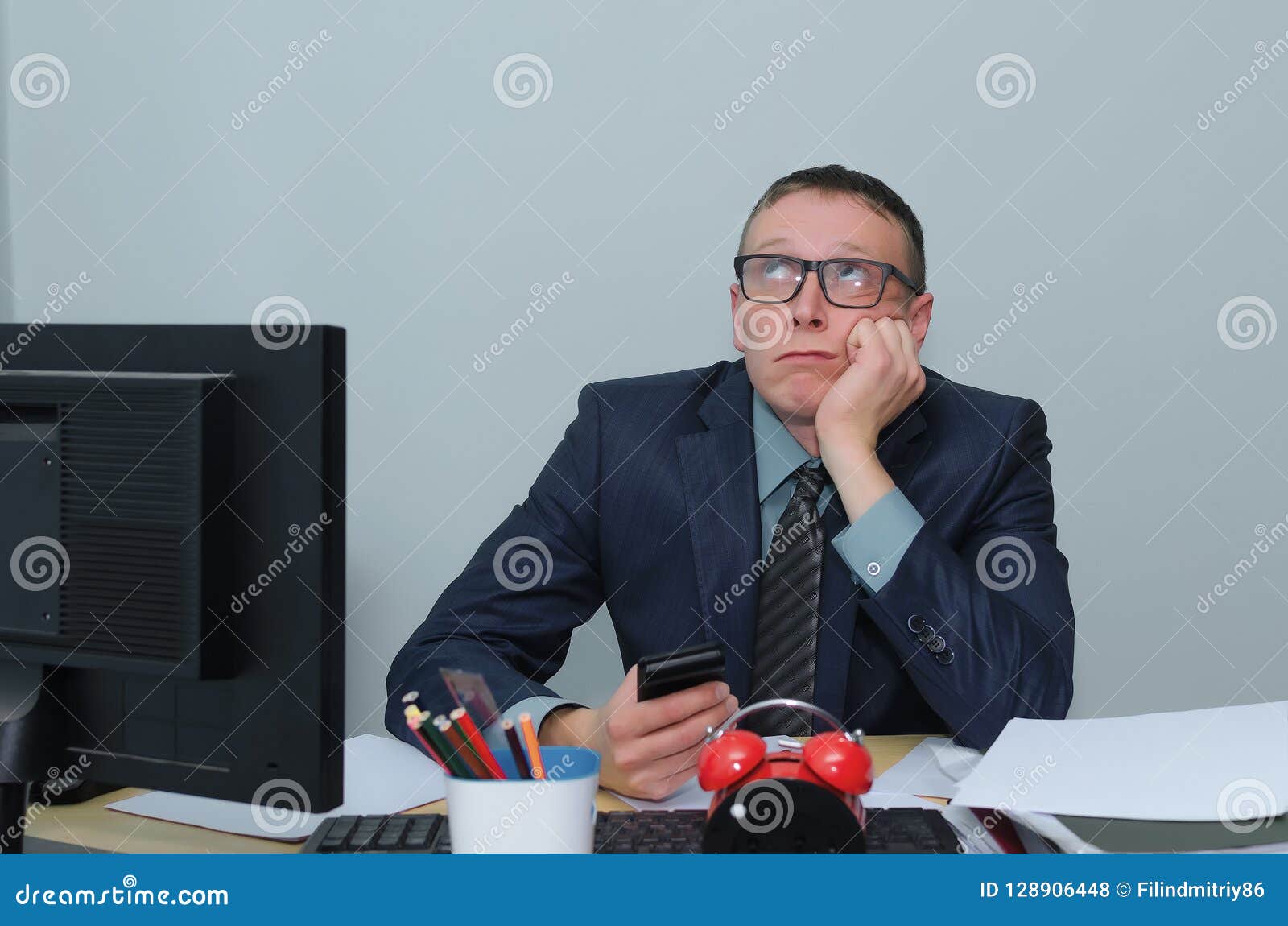 Businessman. stock photo. Image of sitting, table, businessman - 128906448