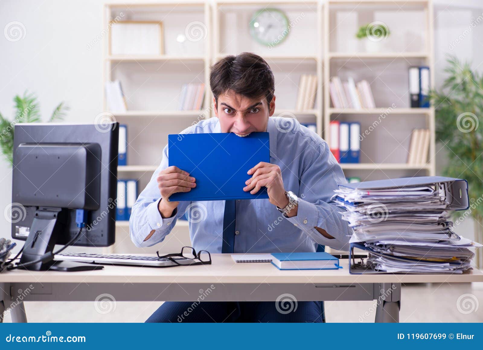 The Tired Businessman with Too Much Paperwork Stock Image - Image of ...