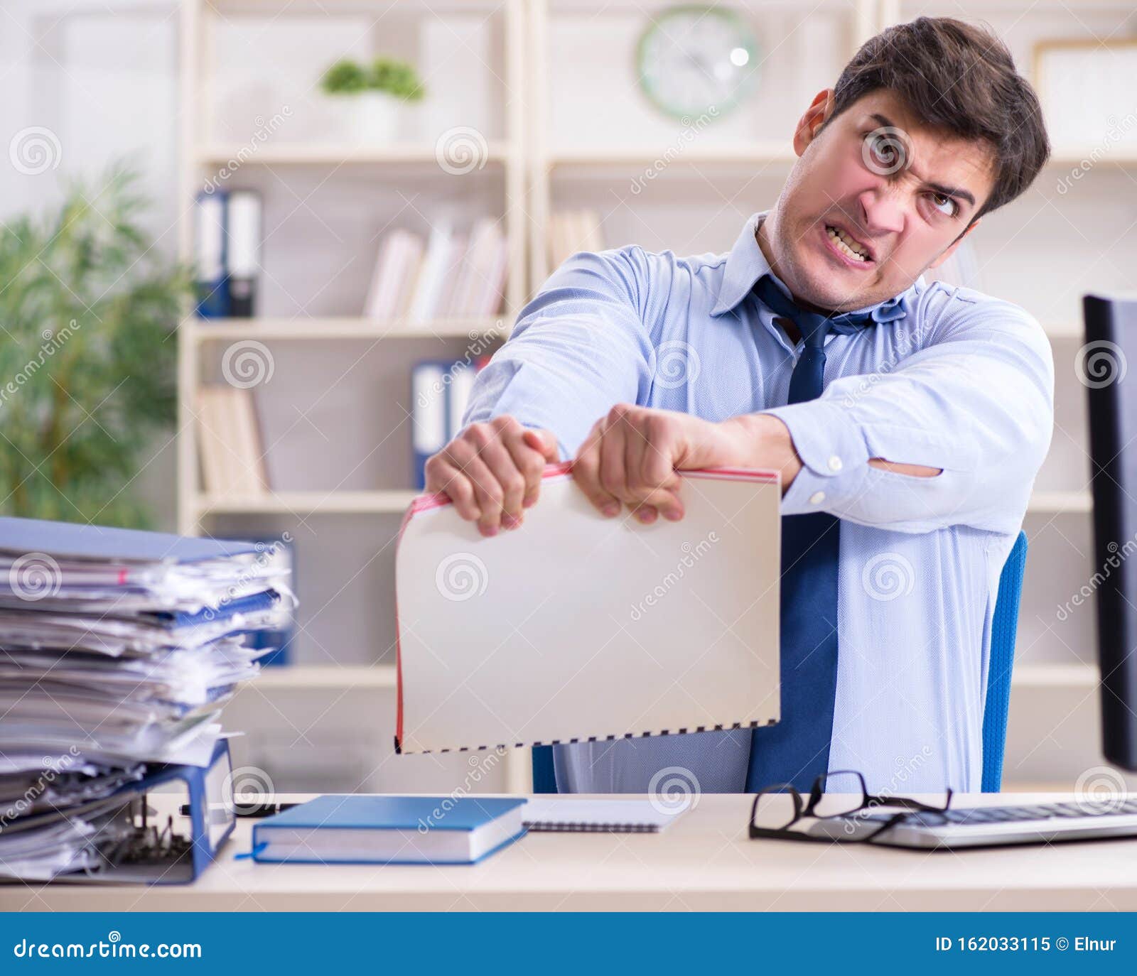 Tired Businessman with Too Much Paperwork Stock Image - Image of ...