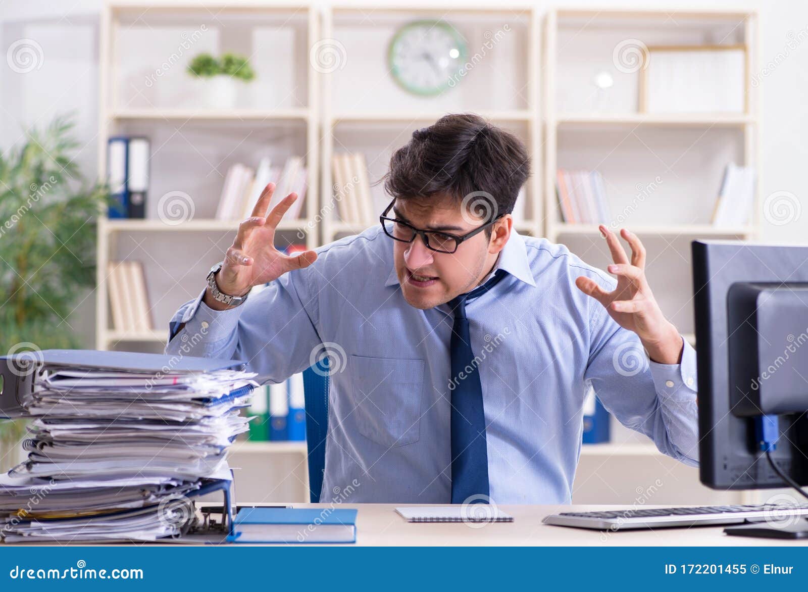 Tired Businessman with Too Much Paperwork Stock Image - Image of ...