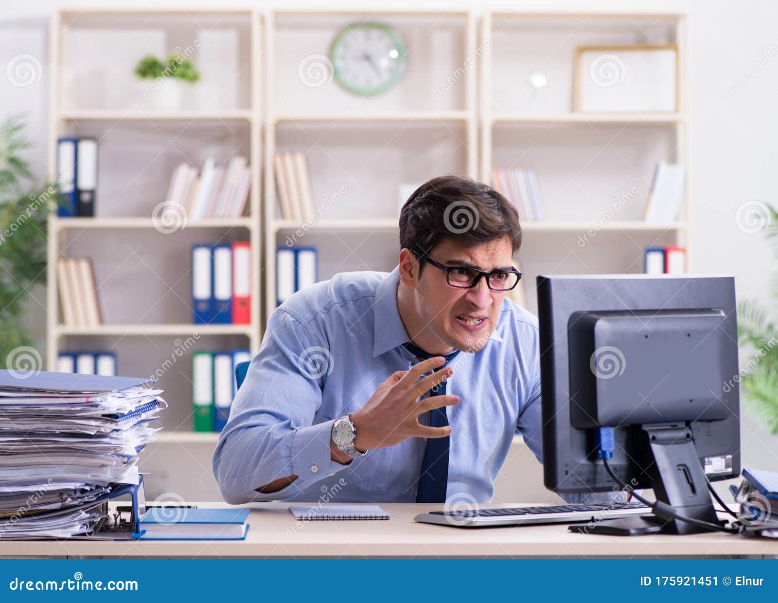Tired Businessman with Too Much Paperwork Stock Image - Image of angry ...
