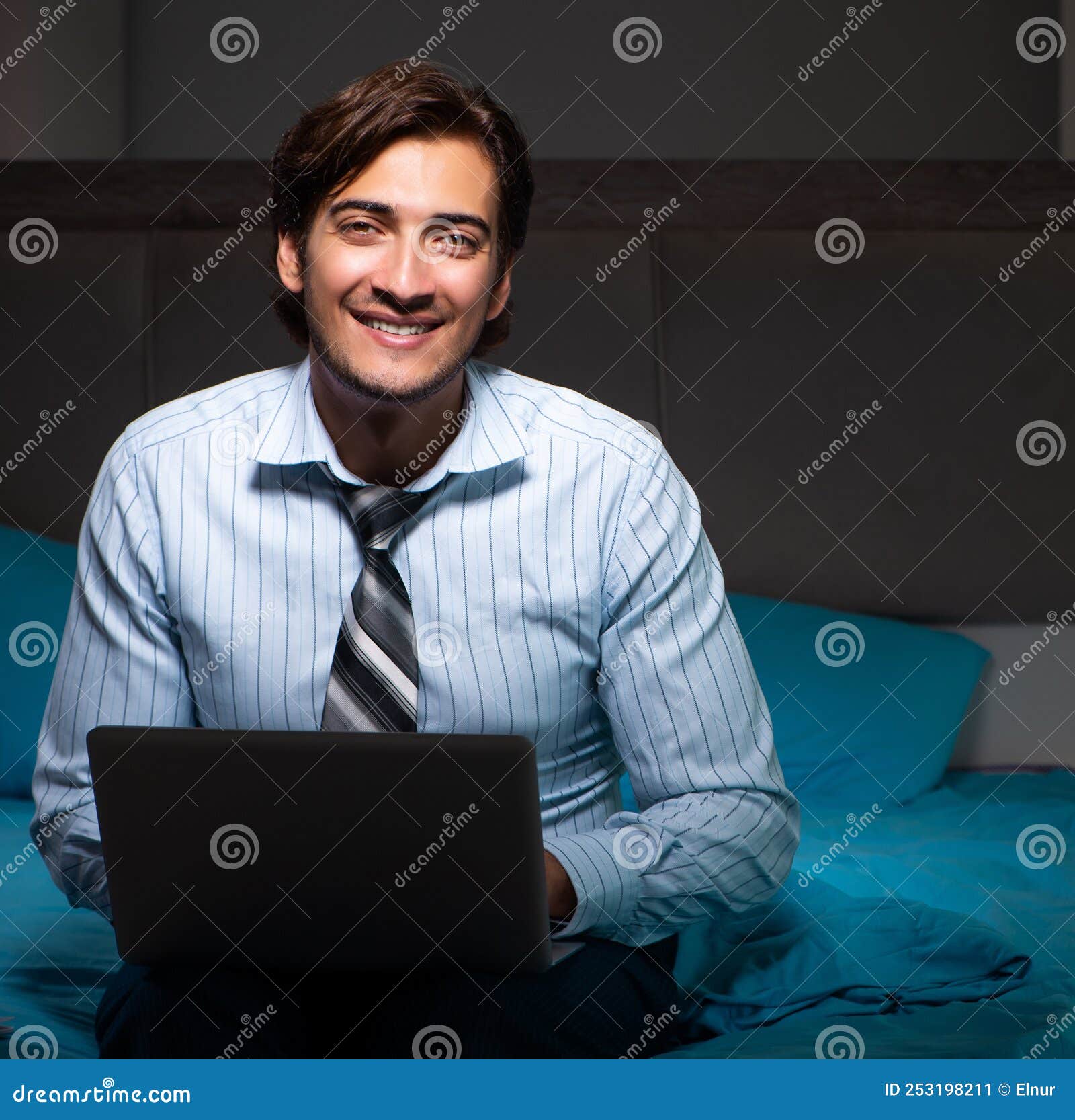 Tired Businessman Working Overtime at Home at Night Stock Image - Image ...