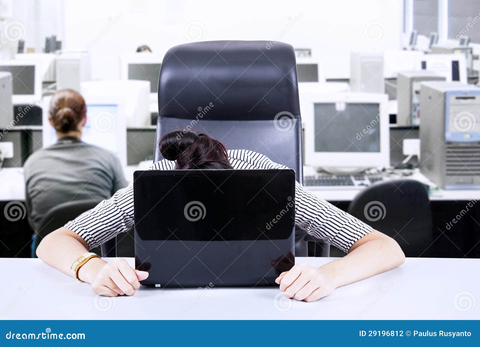 Tired Businesswoman at Office Stock Photo - Image of person, office ...