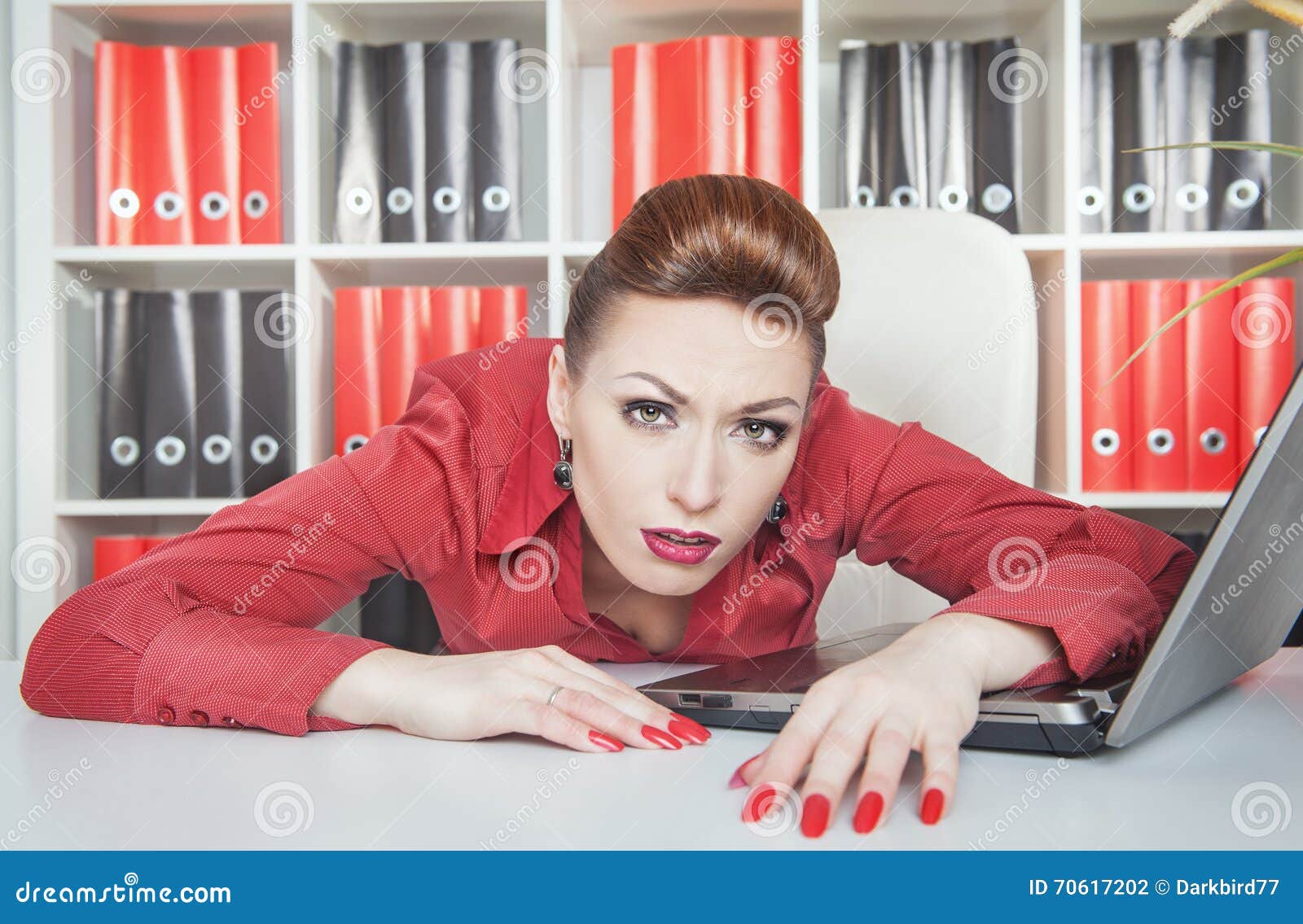 Tired Businesswoman Working in Office. Overwork Concept Stock Photo ...