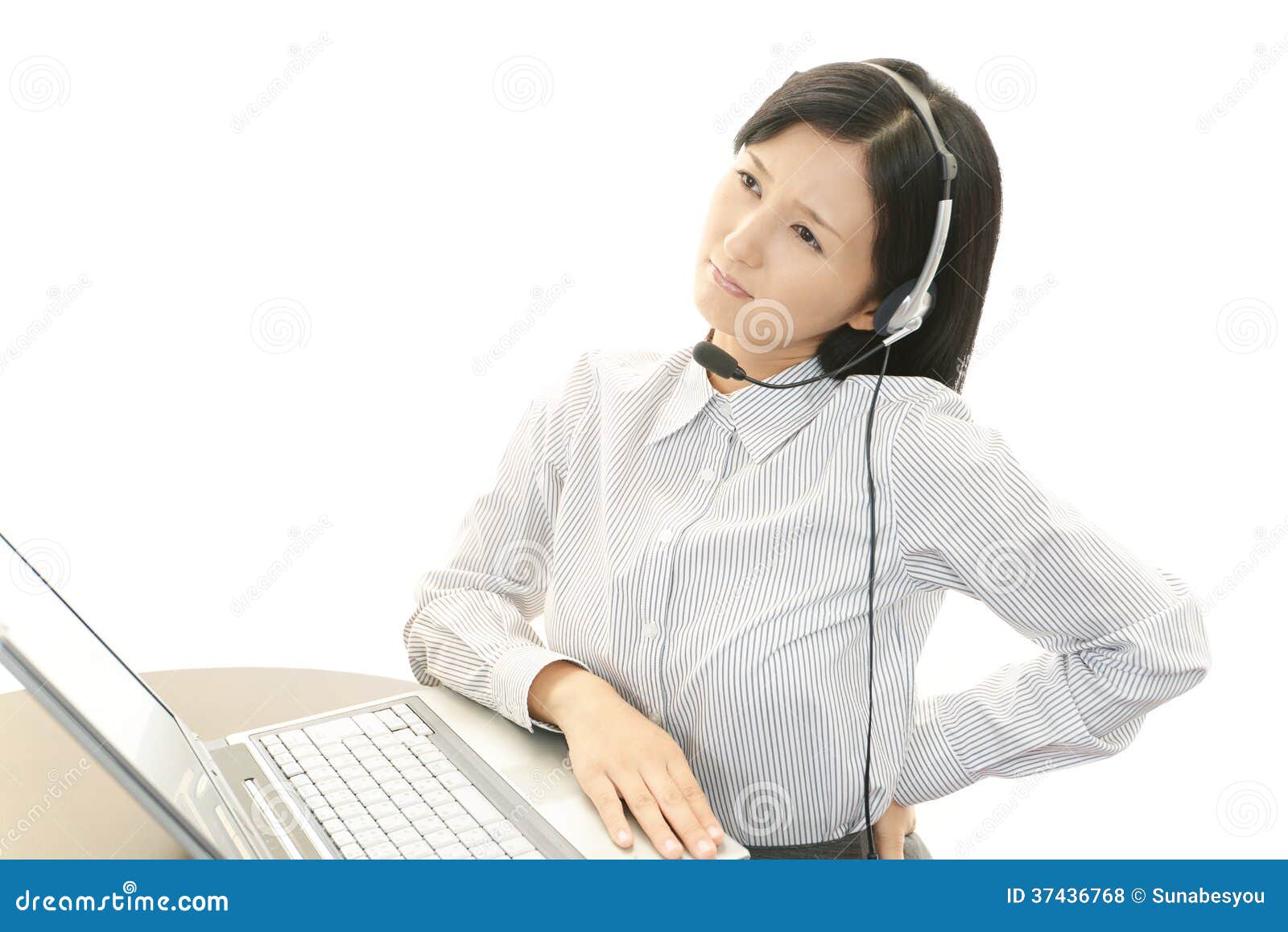 Tired call center operator stock photo. Image of frustration - 37436768
