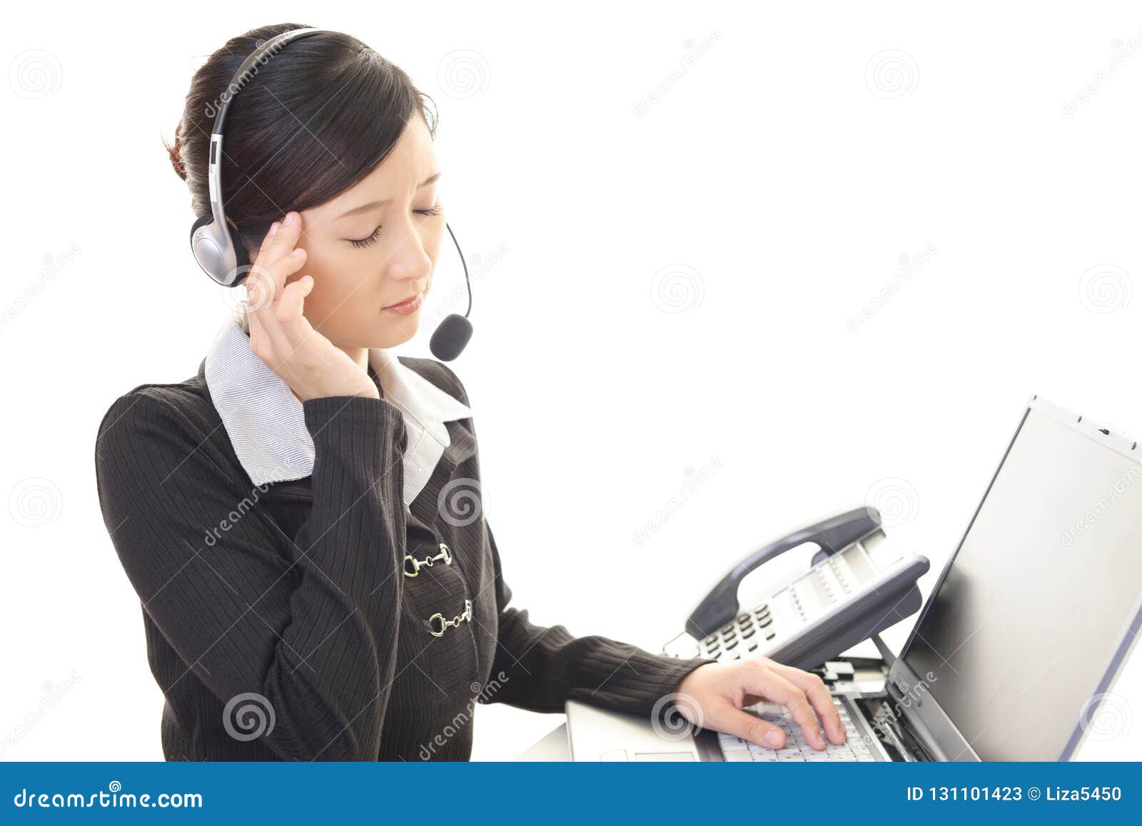 Tired call center operator stock image. Image of depressed - 131101423