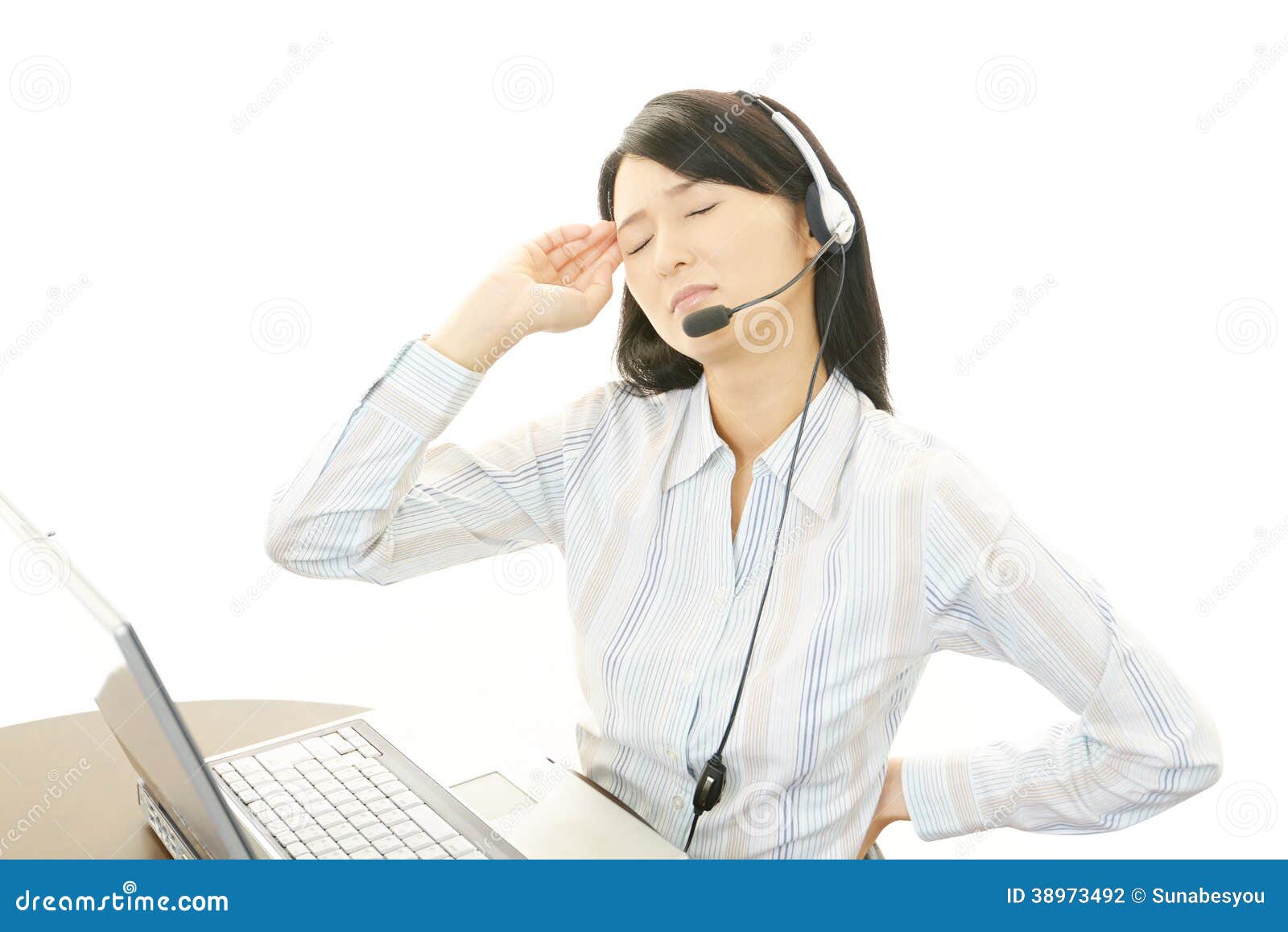 Tired call center operator stock photo. Image of frustrated - 38973492