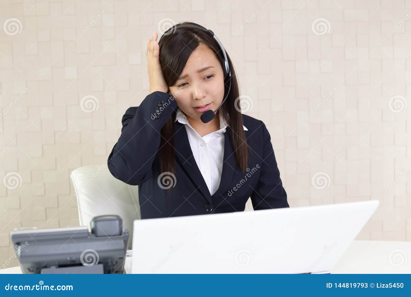 Tired call center operator stock image. Image of company - 144819793
