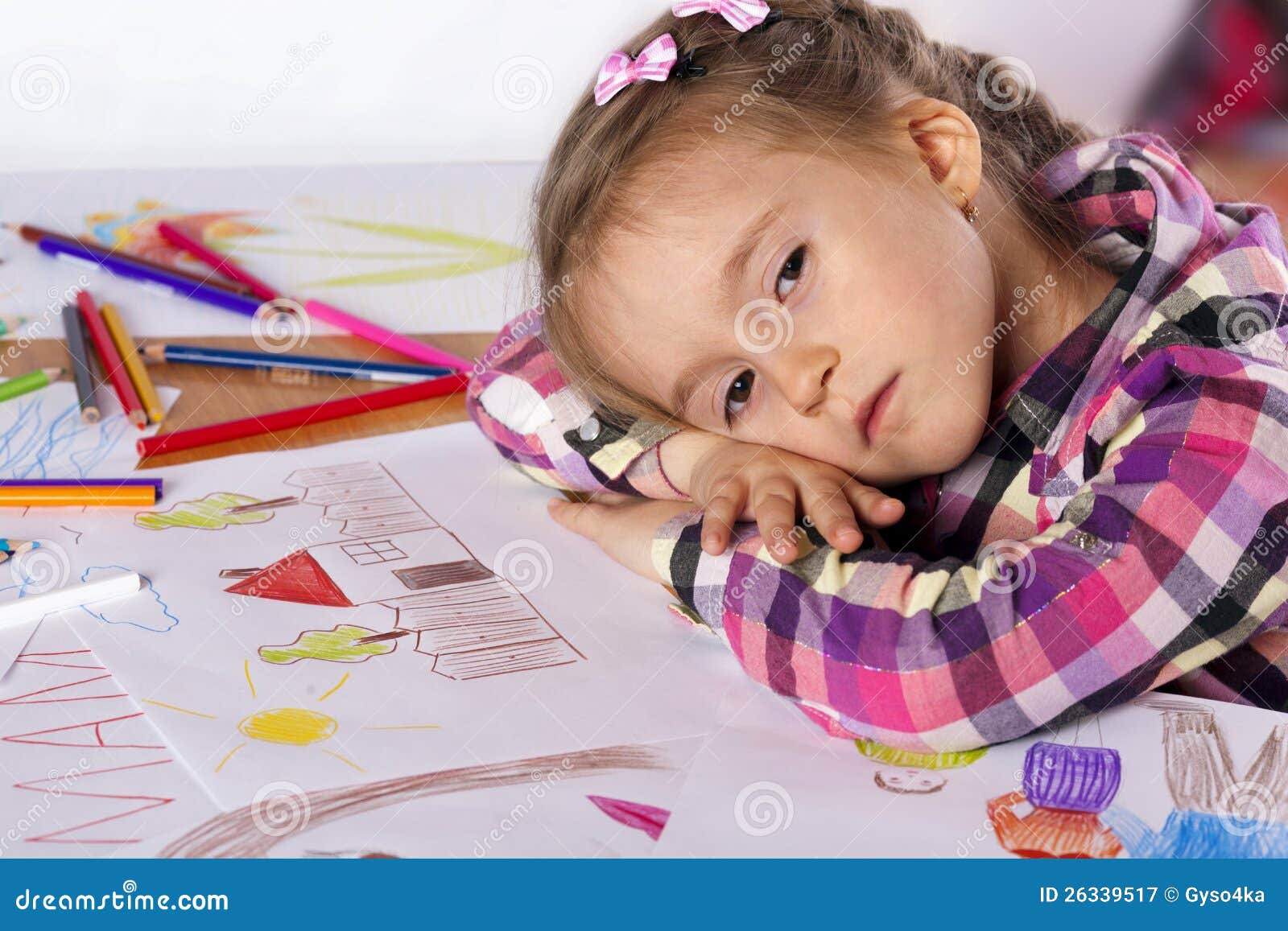 A Tired Child - an Artist with a Sketch Stock Image - Image of ...