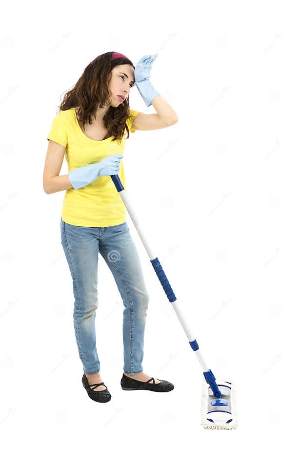Tired cleaning lady stock image. Image of clean, standing - 52827481