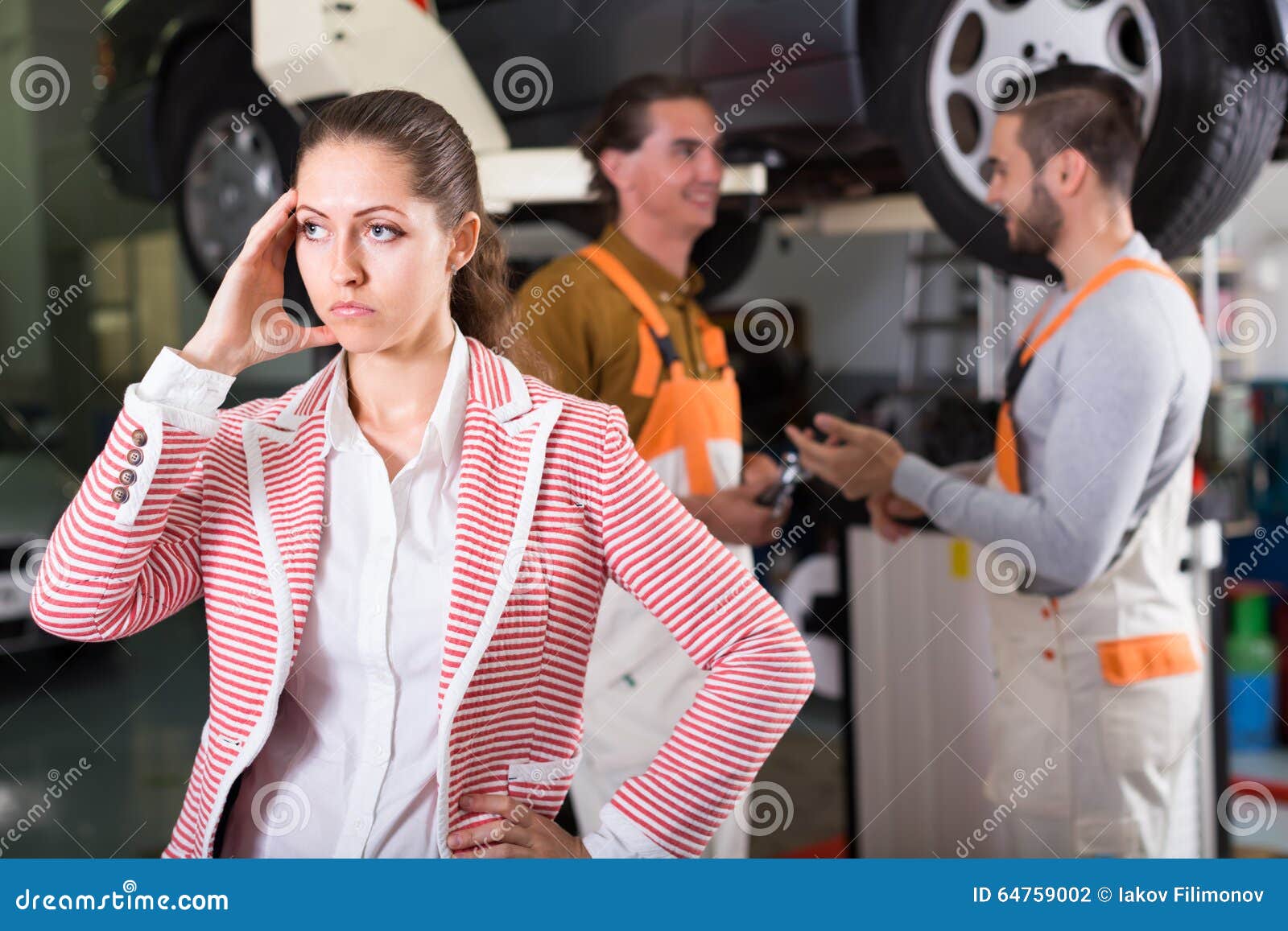 Tired Client at Auto Service Stock Photo - Image of girl, fraud: 64759002