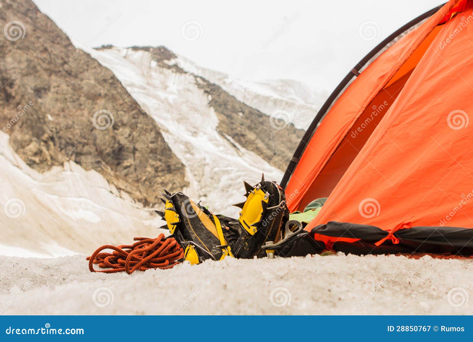 The Tired Climber Has Rest in Tent with Feet Outside Stock Image ...