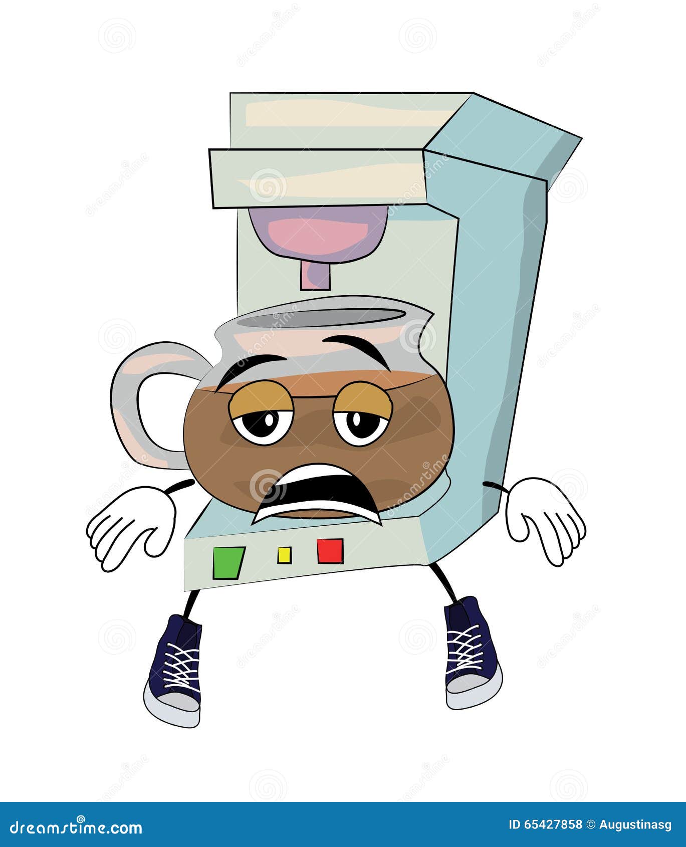 Tired Coffee maker cartoon stock illustration. Illustration of maker ...