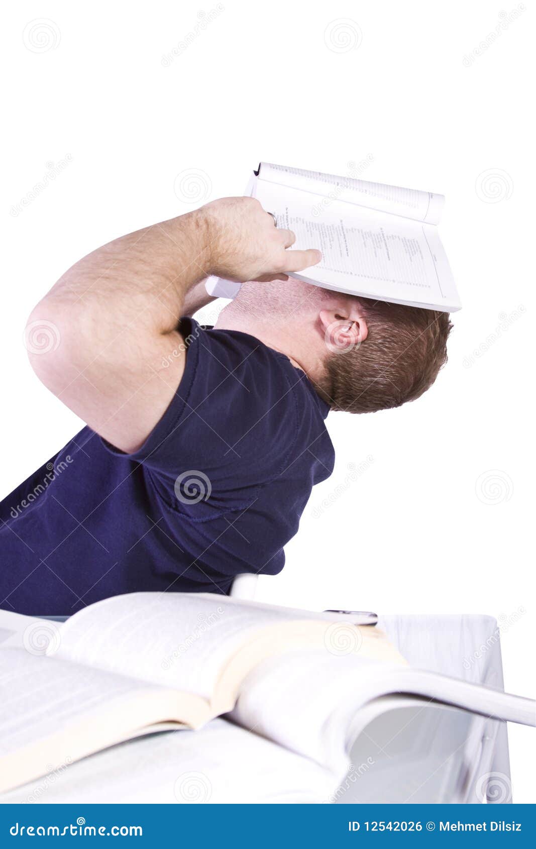 Tired College Student stock photo. Image of work, blue - 12542026