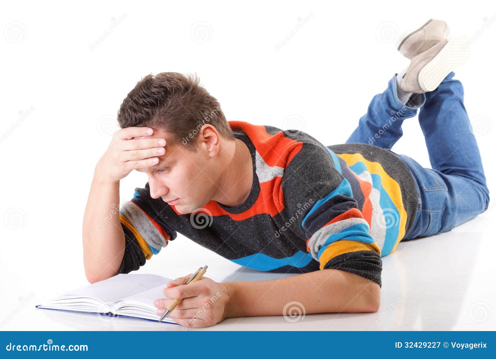 Tired College Student after Hard Work for Exam Stock Image - Image of ...