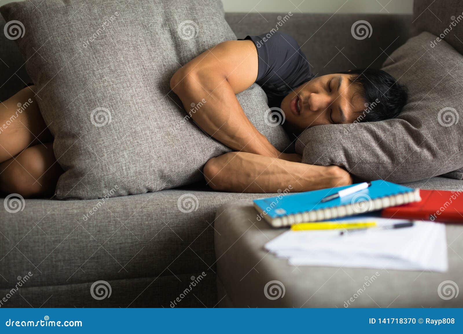 A Tired College Student Taking a Nap after Studying Stock Photo - Image ...