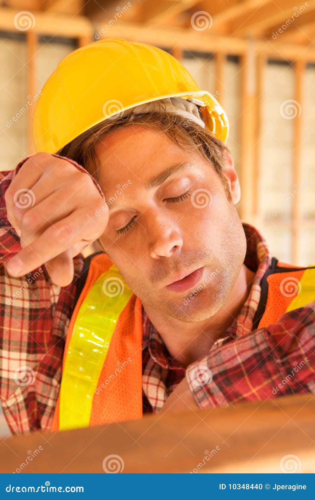 Tired Construction Worker stock photo. Image of building - 10348440
