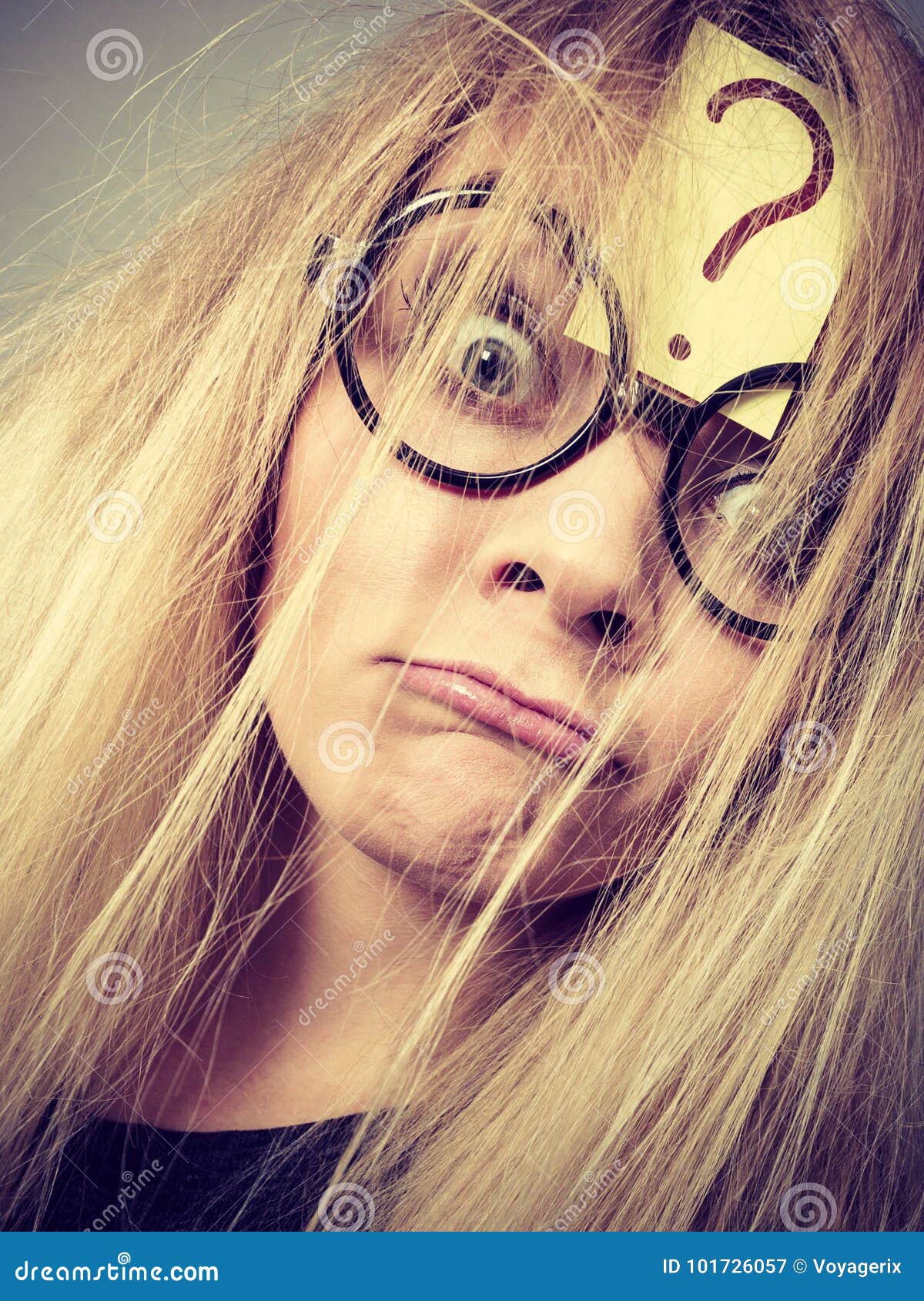 Tired Crazy Woman after Intensive Thinking Stock Image - Image of ...
