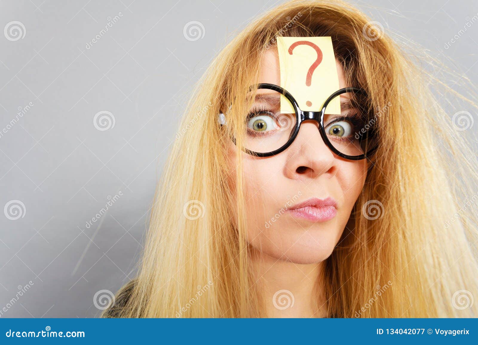 Tired Crazy Woman after Intensive Thinking Stock Image - Image of ...