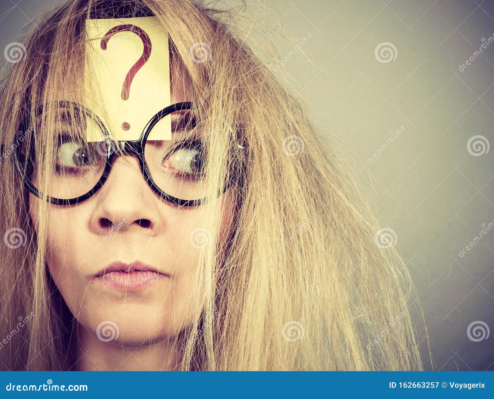 Tired Crazy Woman after Intensive Thinking Stock Image - Image of hair ...