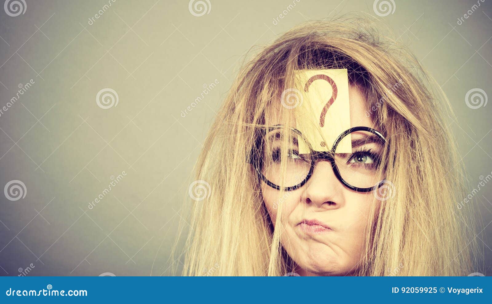 Tired Crazy Woman after Intensive Thinking Stock Image - Image of hair ...