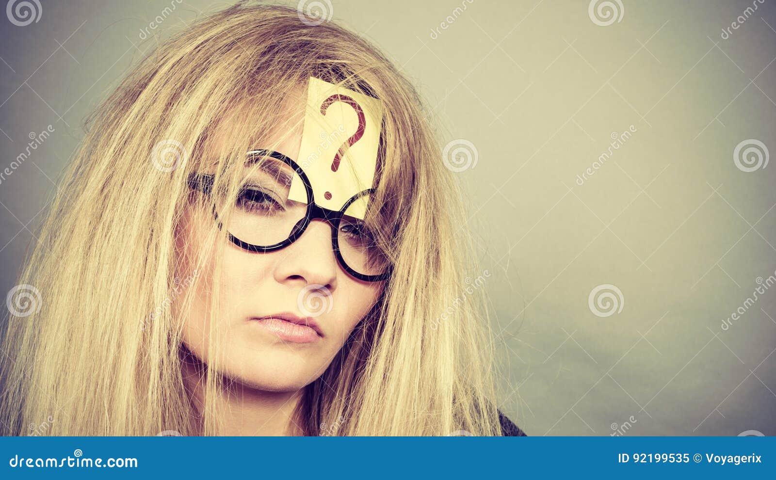 Tired Crazy Woman after Intensive Thinking Stock Image - Image of ...