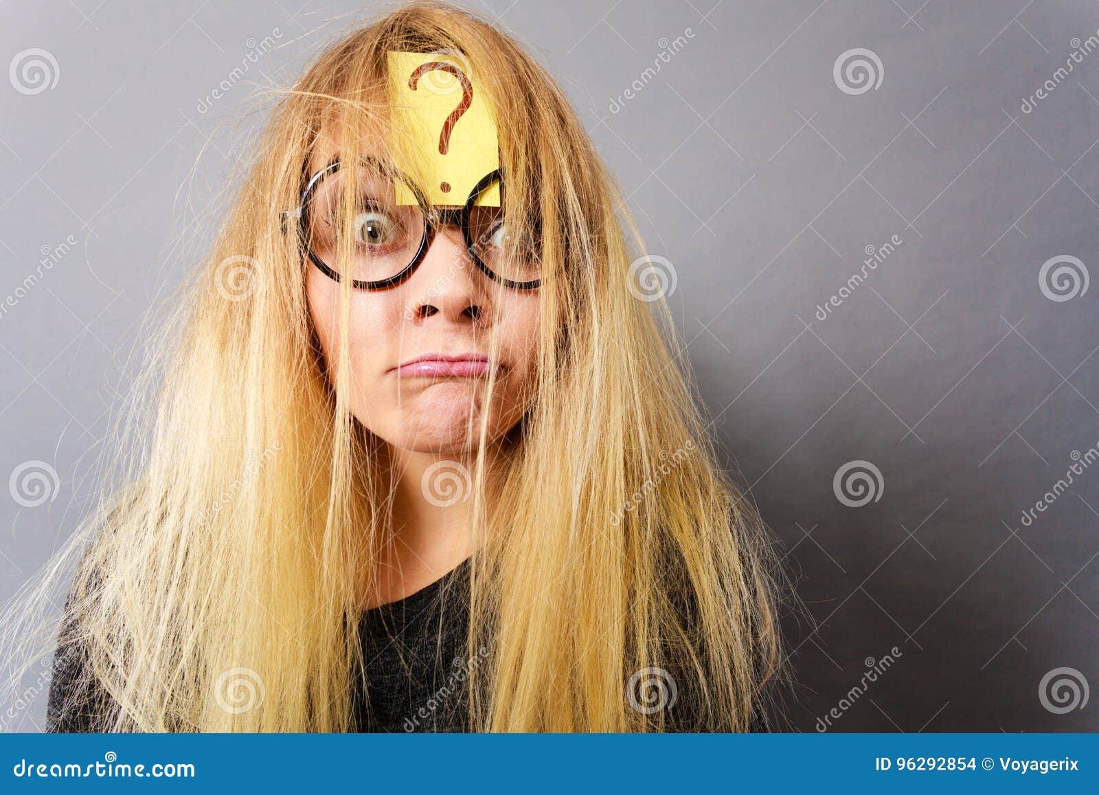 Tired Crazy Woman after Intensive Thinking Stock Photo - Image of hair ...