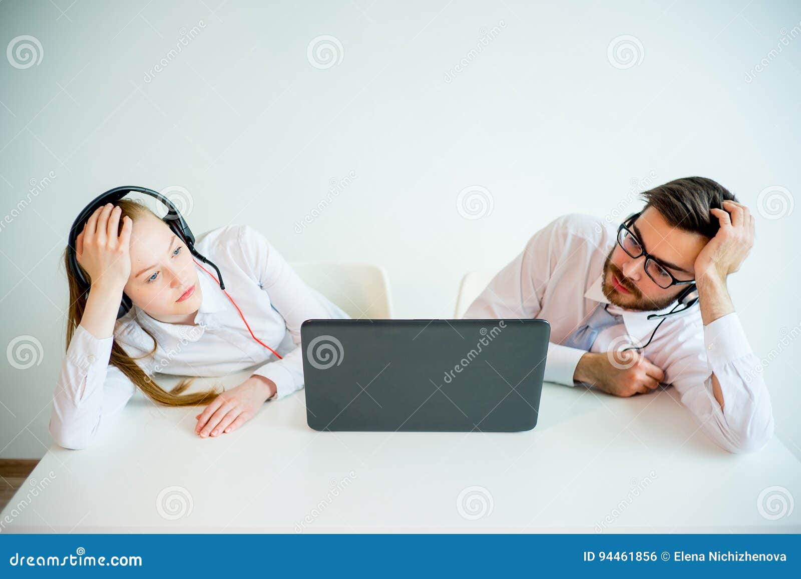 Tired Customer Service Agents Stock Photo - Image of centre, computer ...