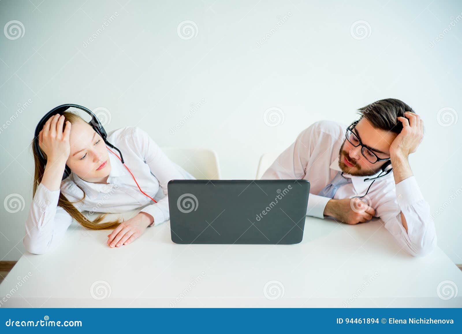 Tired Customer Service Agents Stock Photo - Image of center, callcenter ...