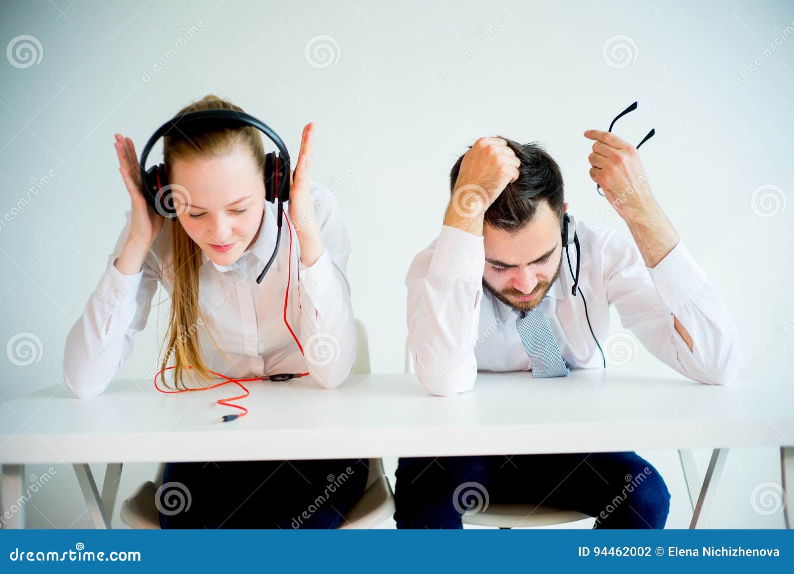Tired Customer Service Agents Stock Photo - Image of customer, computer ...