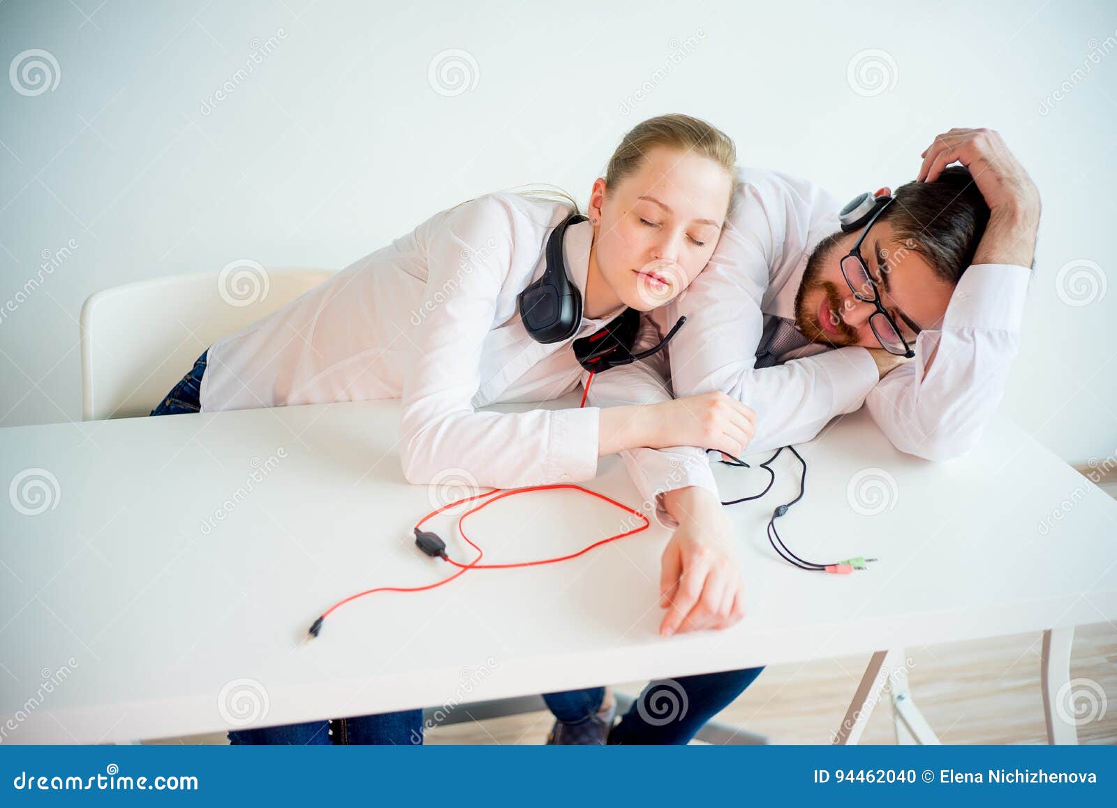 Tired Customer Service Agents Stock Photo - Image of helpdesk, girl ...