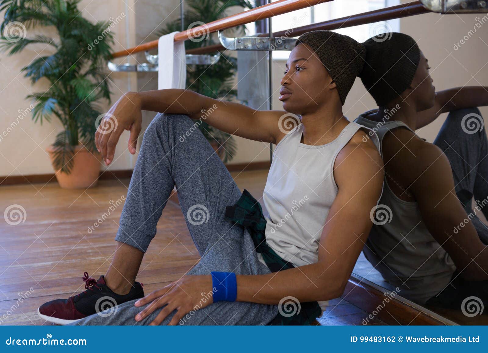 Tired Dancer Sitting at Studio Stock Photo - Image of exhaustion ...
