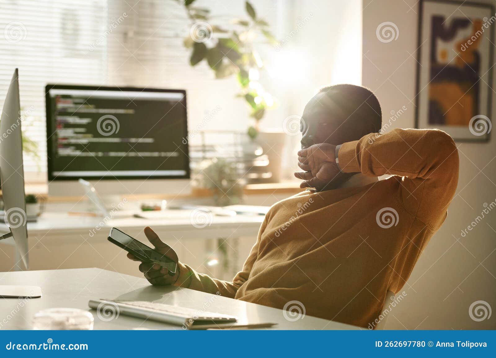 Tired it Developer Working on Computer Stock Photo - Image of work ...