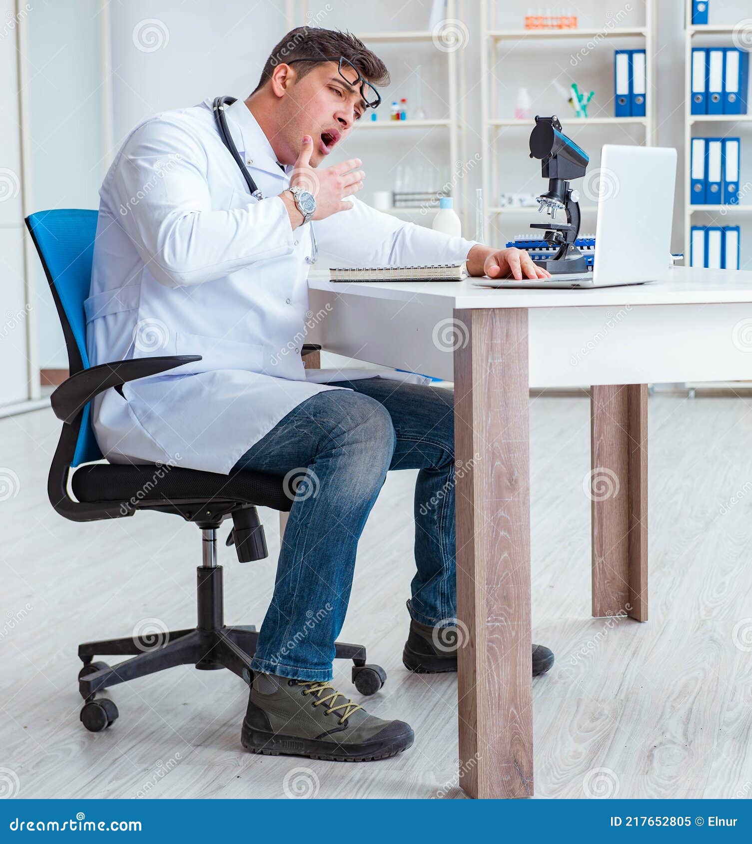 Tired Doctor after Night Shift Stock Image - Image of diagnostic ...