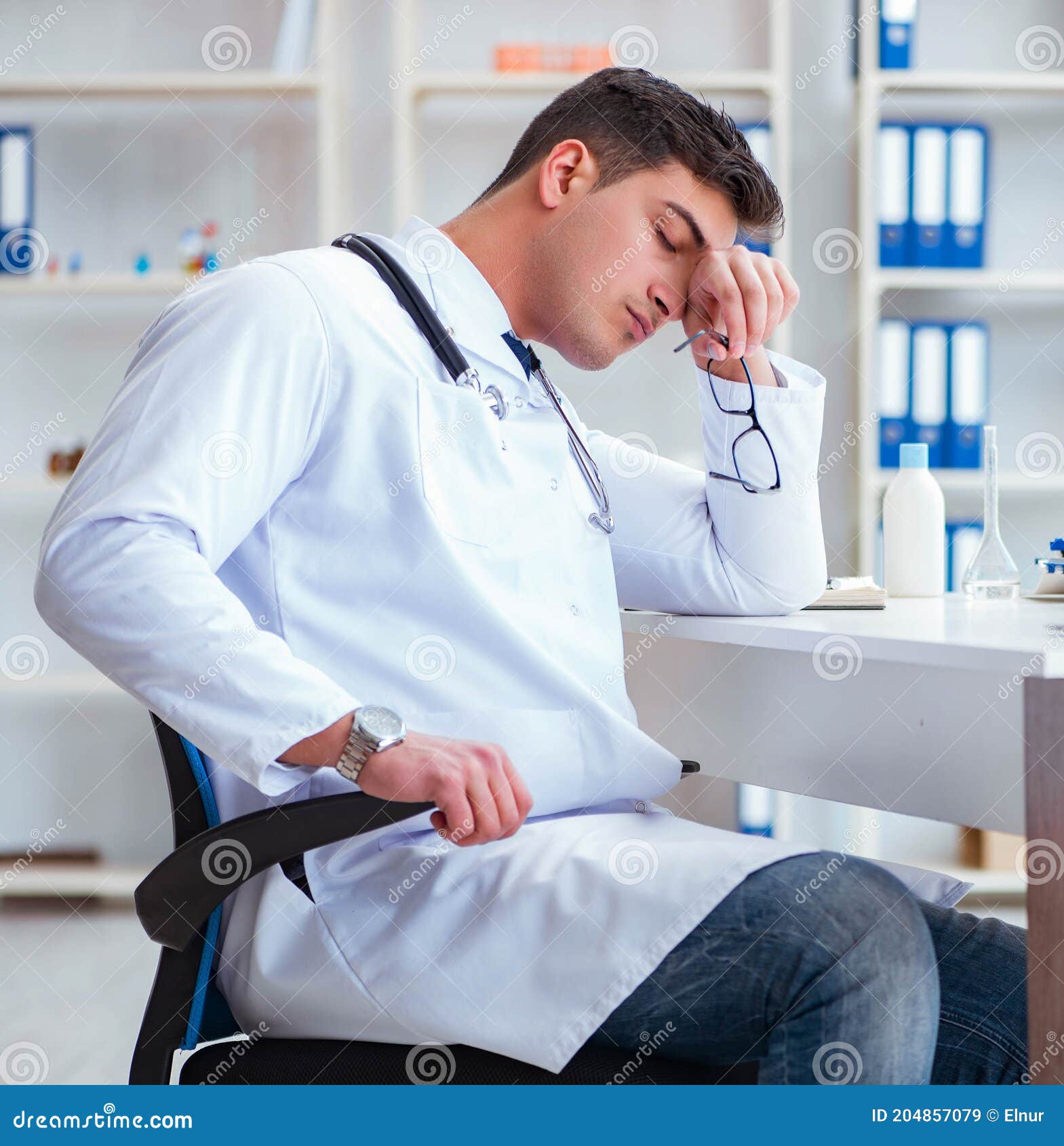 Tired Doctor after Night Shift Stock Image - Image of diagnostic ...