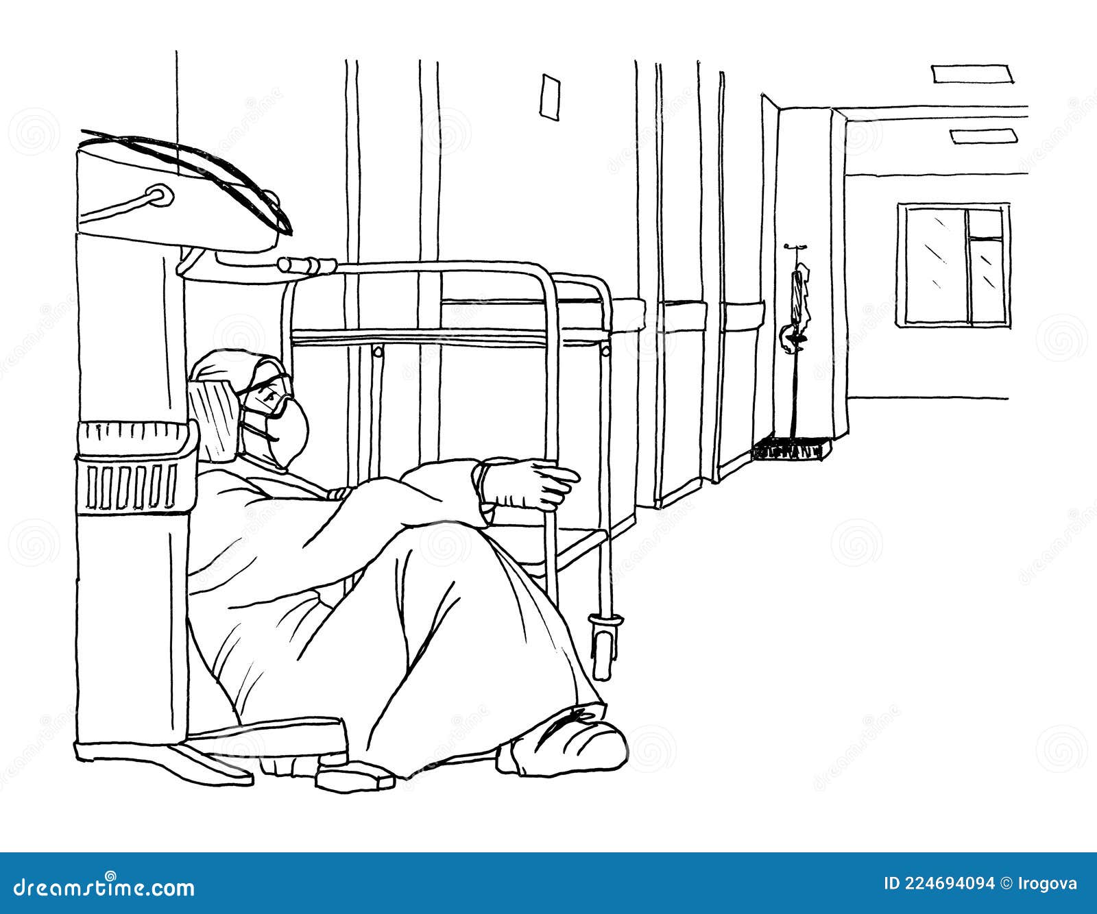 Tired Doctor Sleeping On Gurney After Hard Working Day In Clinic Or ...