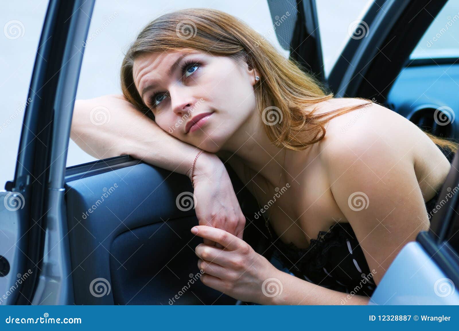 Tired driver. stock image. Image of female, dreams, gray - 12328887