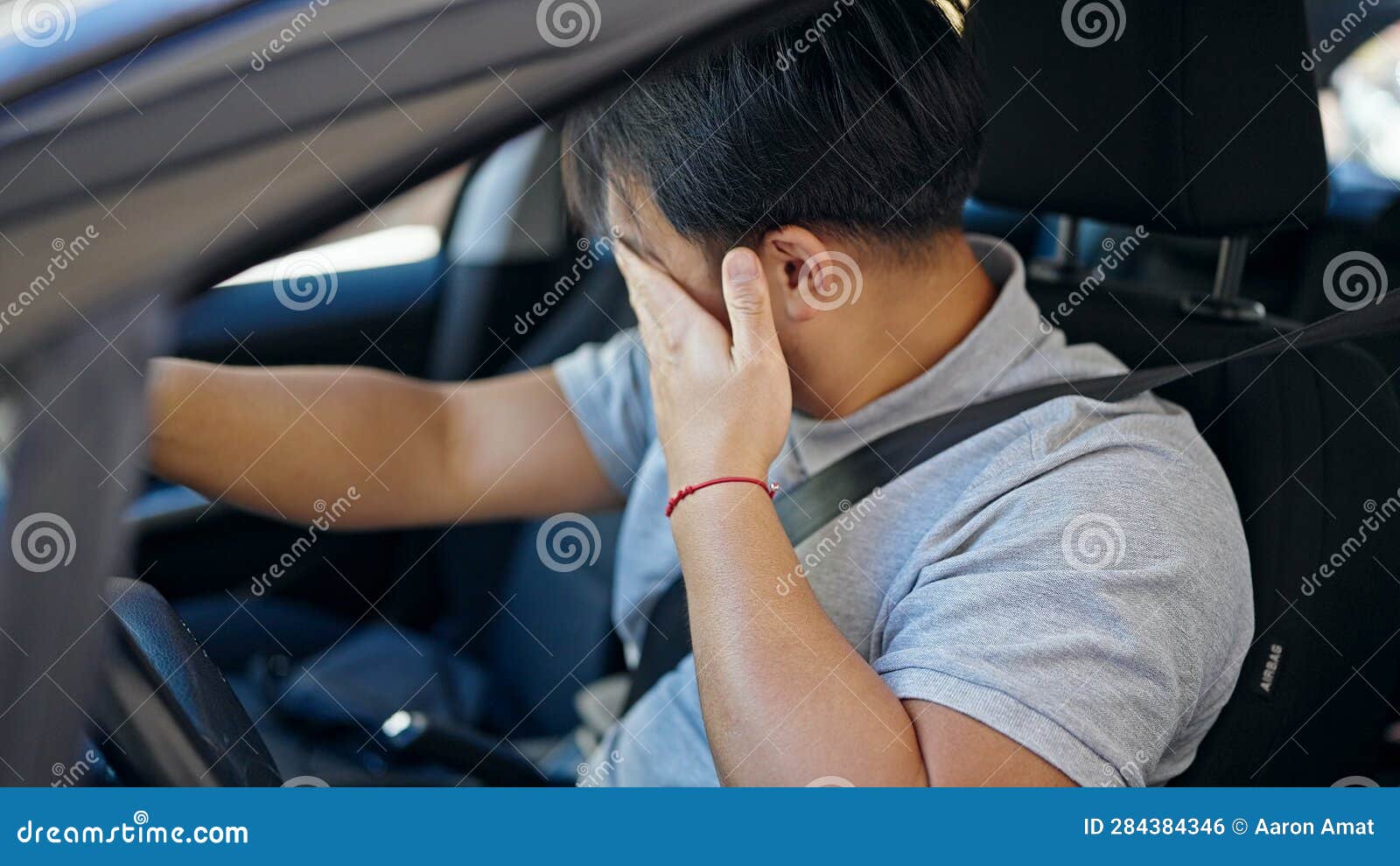 Tired Driving Car at Street Stock Photo - Image of driving, urban ...